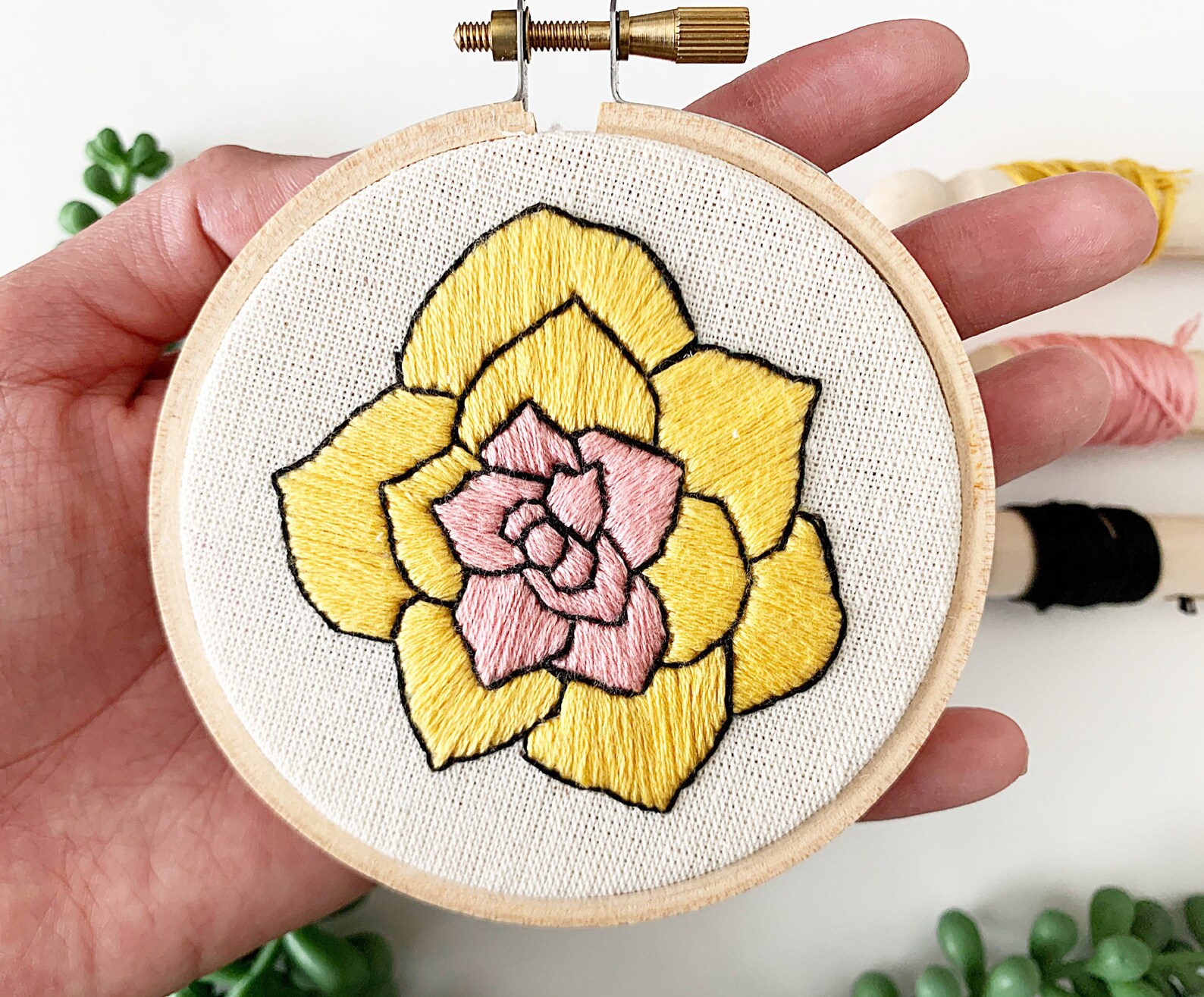 Flower Embroidery Pattern, Cactus Pattern - Leona Creo