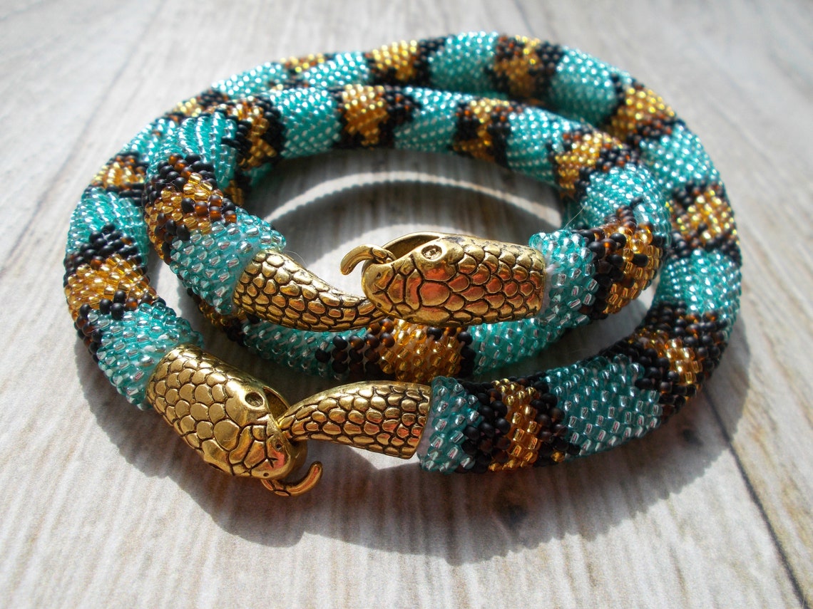 Crochet Beaded Snake Jewelry Sets - Leona Creo